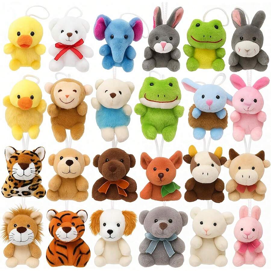 NewMini Stuffed Animals Bulk – 24 Pack Tiny Plushies Keychain Kids ...
