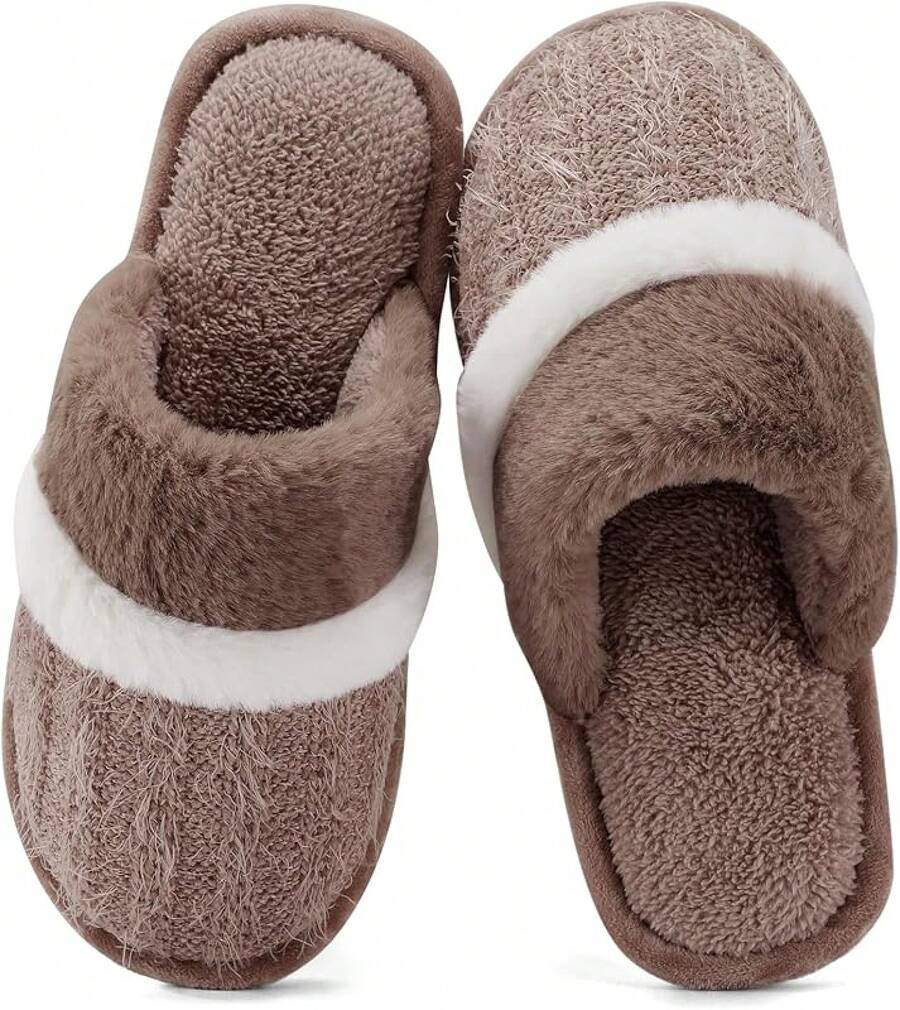 Cozy Slippers For Women Indoor And Outdoor Fuzzy House Shoes With Memory Foam Anti-Skid Sole ...