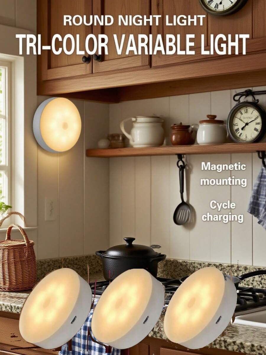 6 piezas/3 piezas/1 pieza, Luces de gabinete recargables por USB con 8 LED, luces con sensor de ...