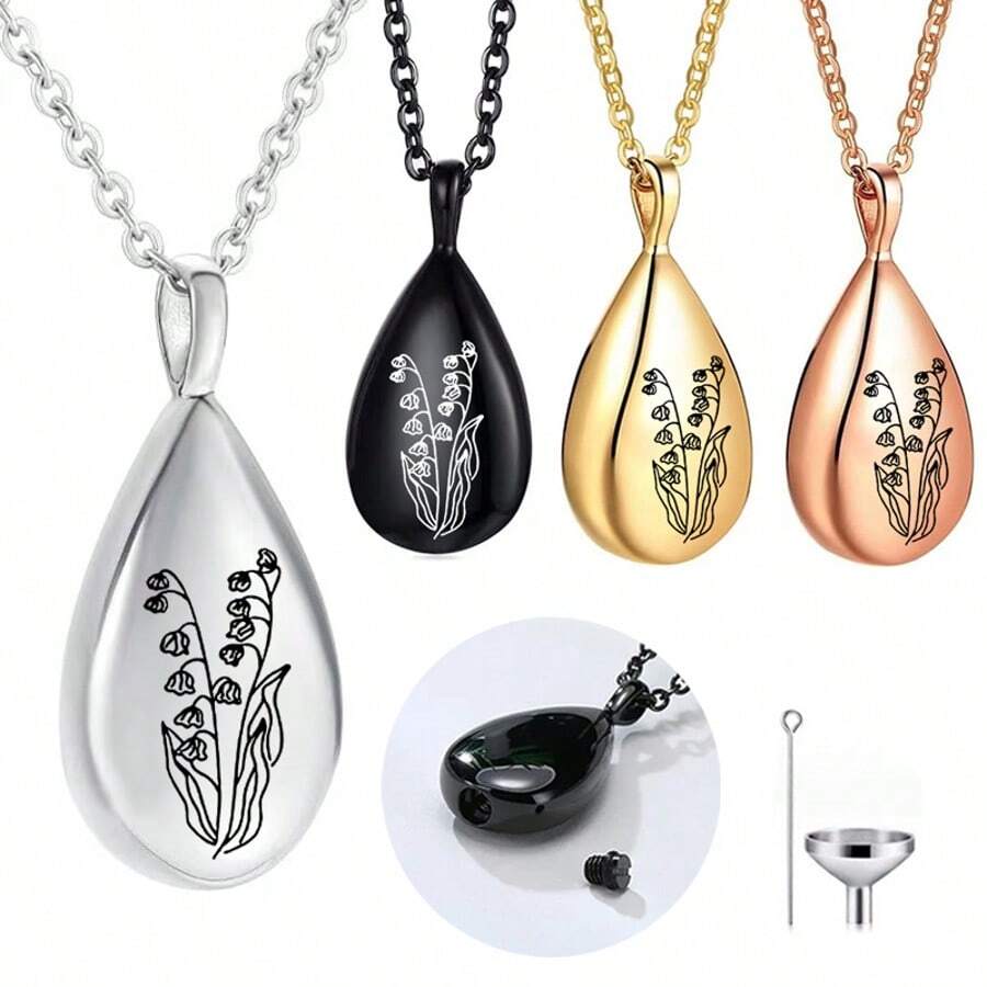 Stainless Steel Water Drop Teardrop Shaped Memorial Keepsake Cremation ...
