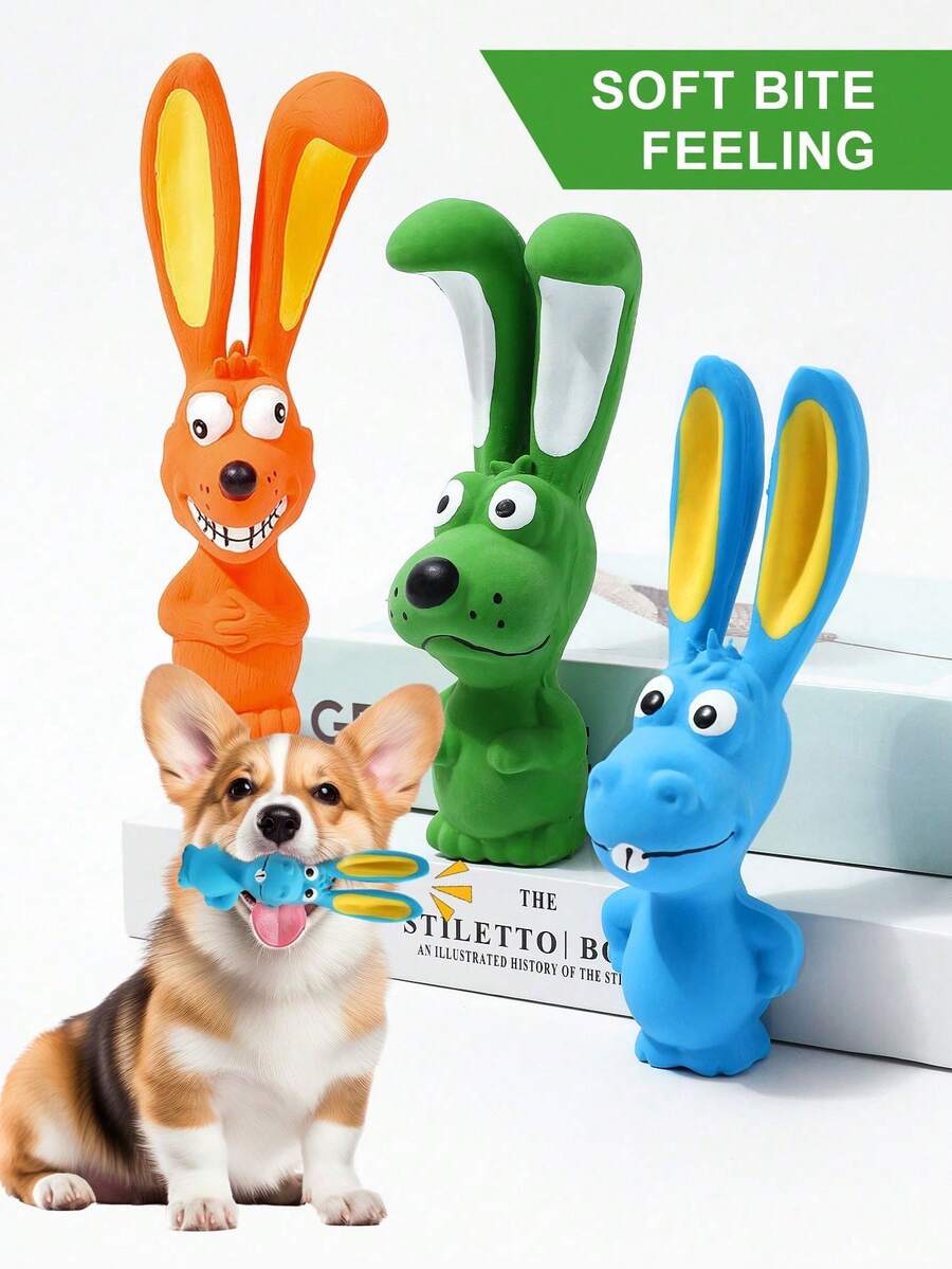 1 Piece Cute Long Eared Rabbit Shape Rubber Dog Chew Toy, Durable ...