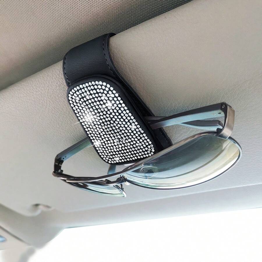 1pc Car Sun Visor Glasses Holder - Stylish Faux Leather Clip With ...