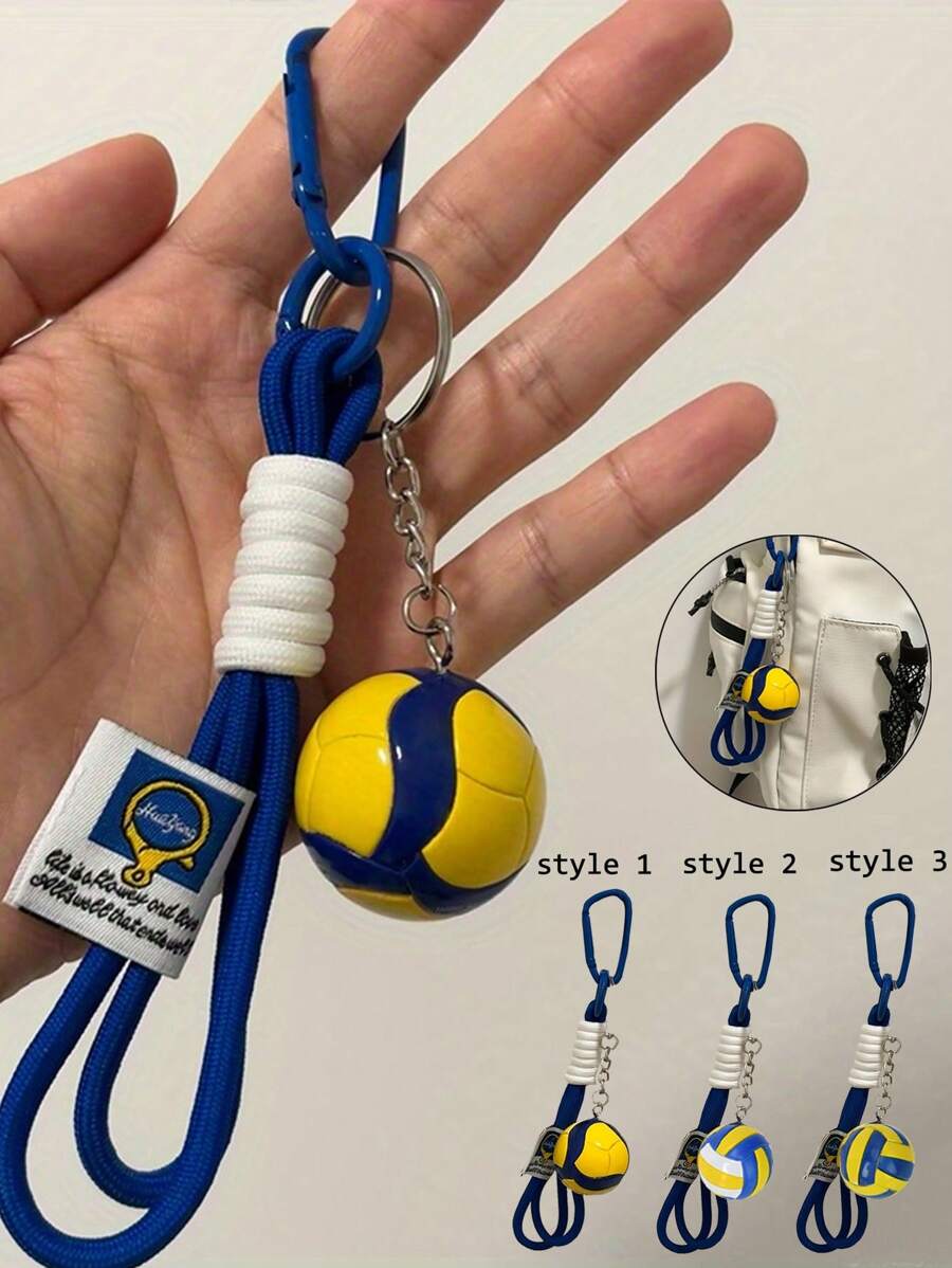 1set Fashion Alloy Volleyball Keychain With Ball And Rope Design ...