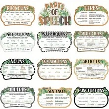 Pasimy 12 Piezas Carteles de Partes de la Oración Gráfico de Gramática ...