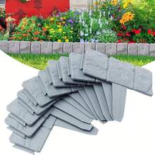15/20pcs Plastic Interlocking Lawn Edging - Gray Concrete Appearance ...