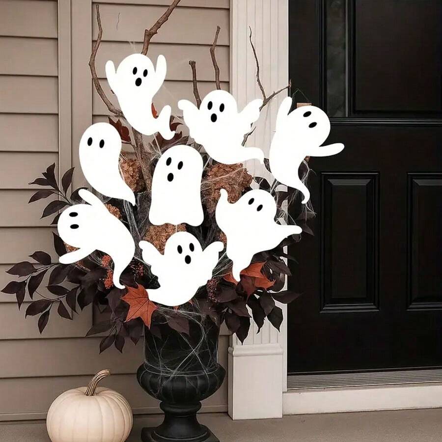 12pcs,Large White Ghost Halloween Decorations, Used For Tree Top ...