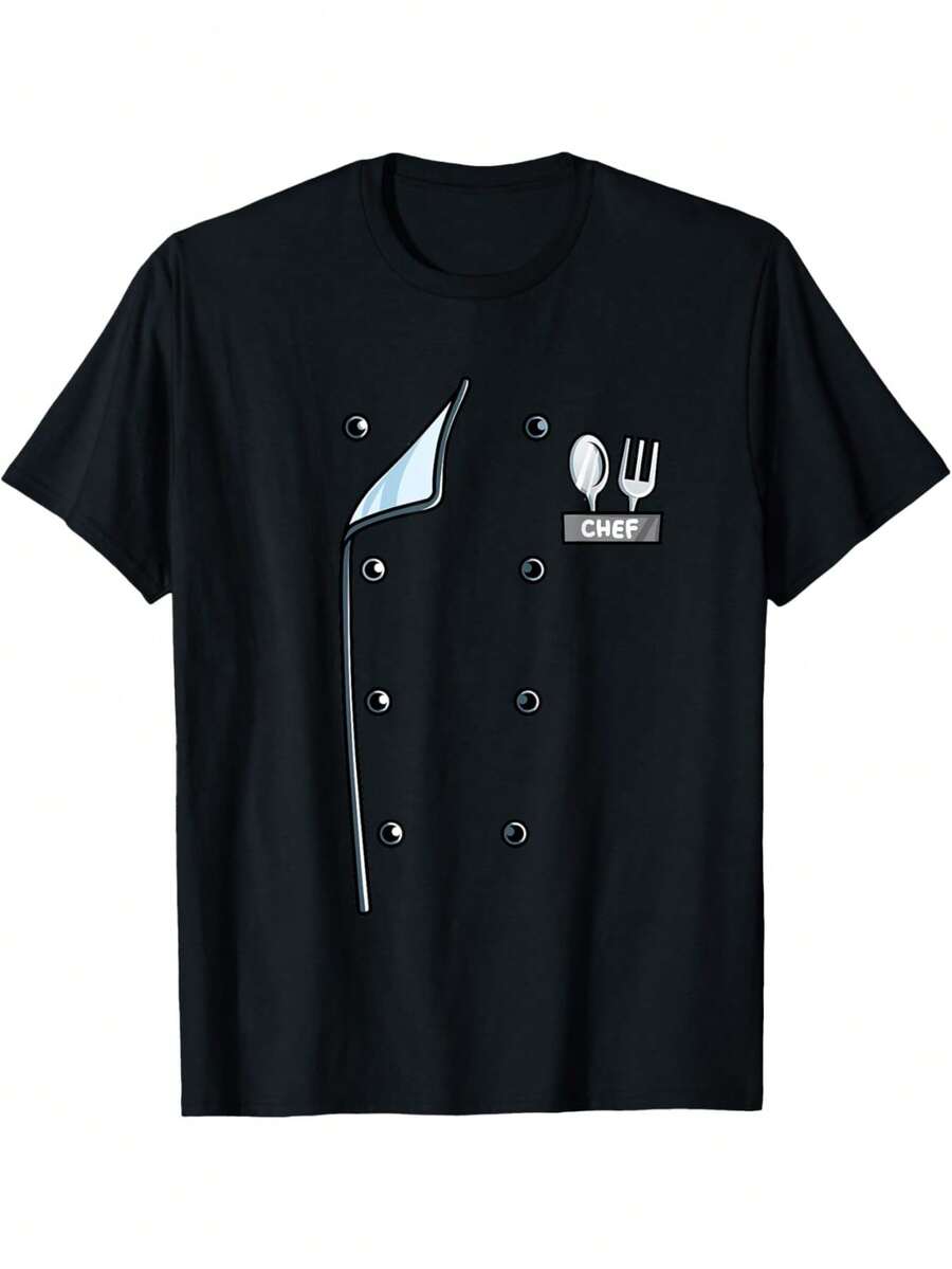 Chef Costume Coat Uniform Funny Cook Jacket For Cooking T-Shirt,Men ...