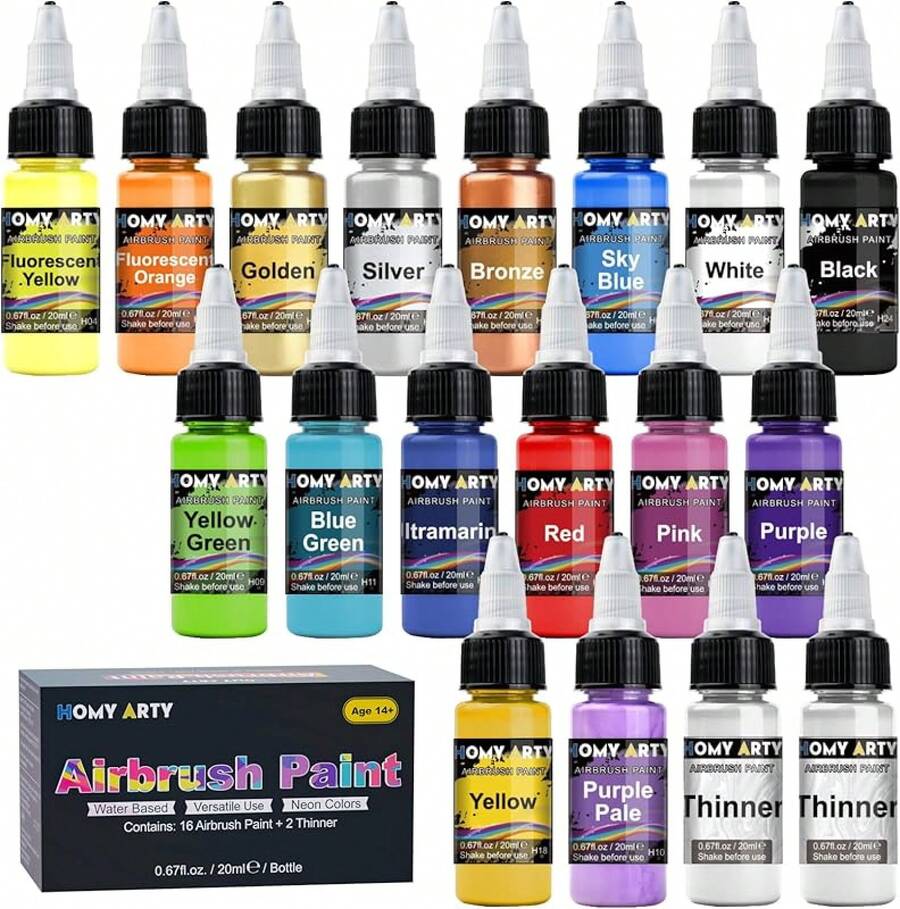 Airbrush Paint - 30 Colors With Thinner, Ready To Spray Airbrush Paint ...