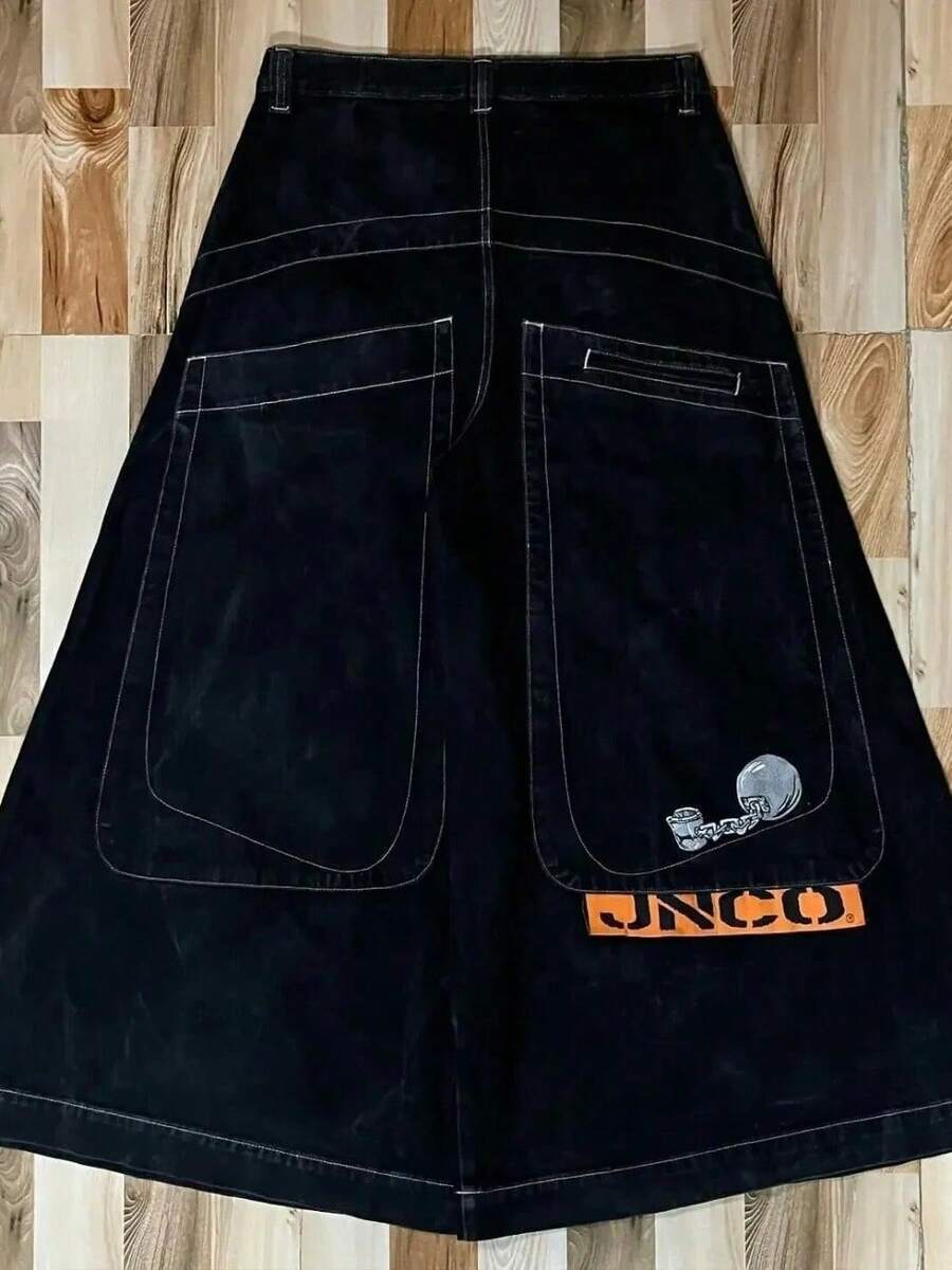 Y2K Harajuku Loose Jeans Men's JNCO Retro Hip Hop Street Casual Wide ...