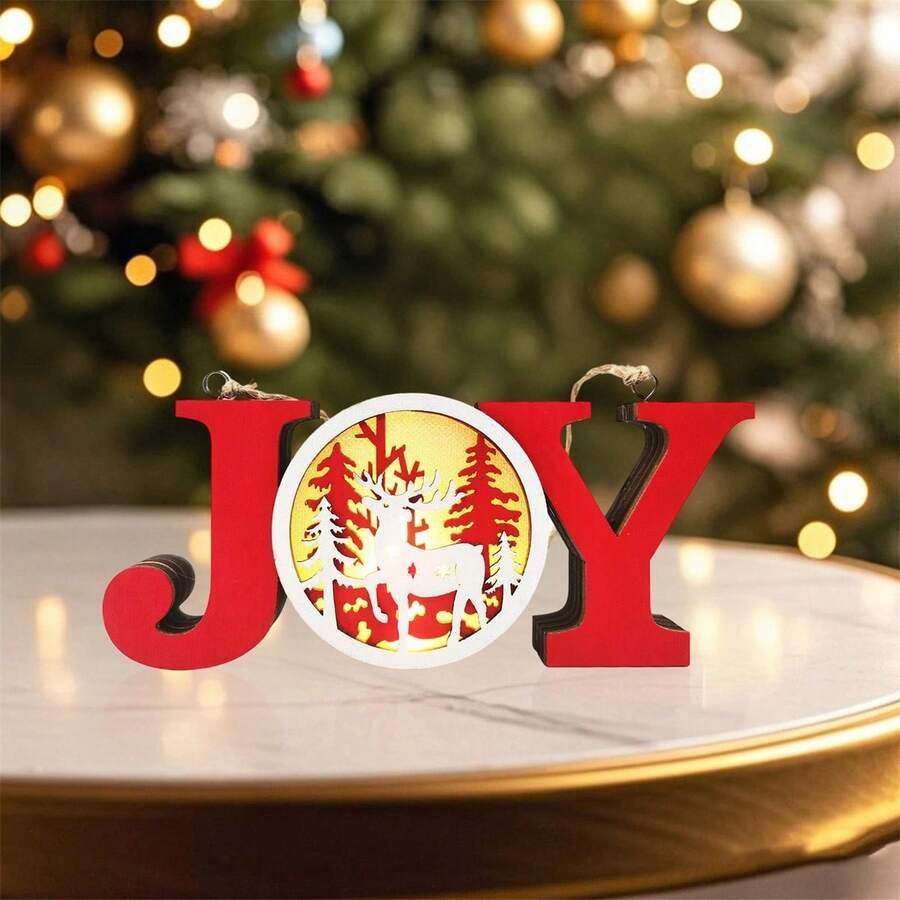 Christmas Door Sign, LED Letters Wooden Hanging Sign Door Plaque ...