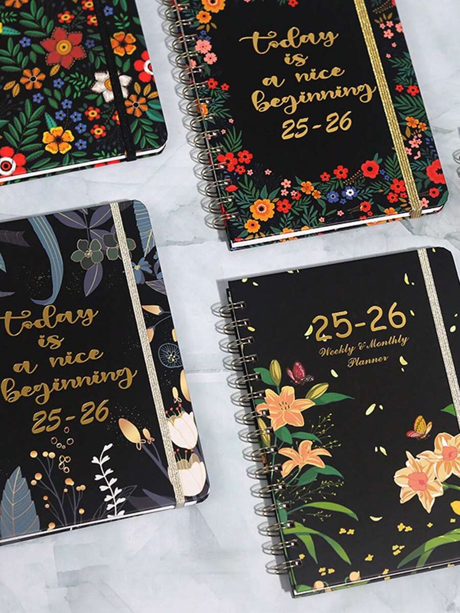 2025-2026 A5 Planner: Week & Monthly Agenda With Colorful Floral Design ...