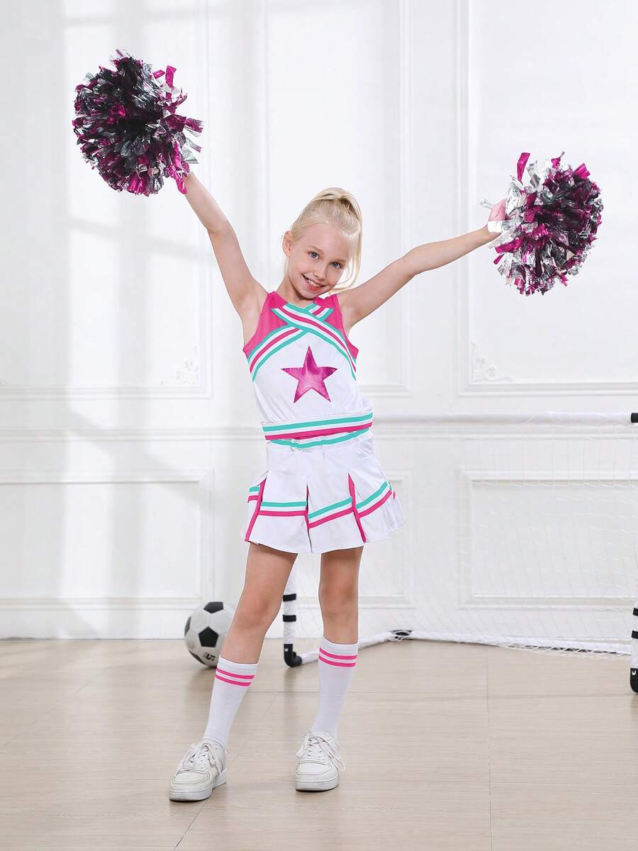 LONTAKIDS Girls Cheerleader Uniform Outfit Cheerleading Costume Fun ...