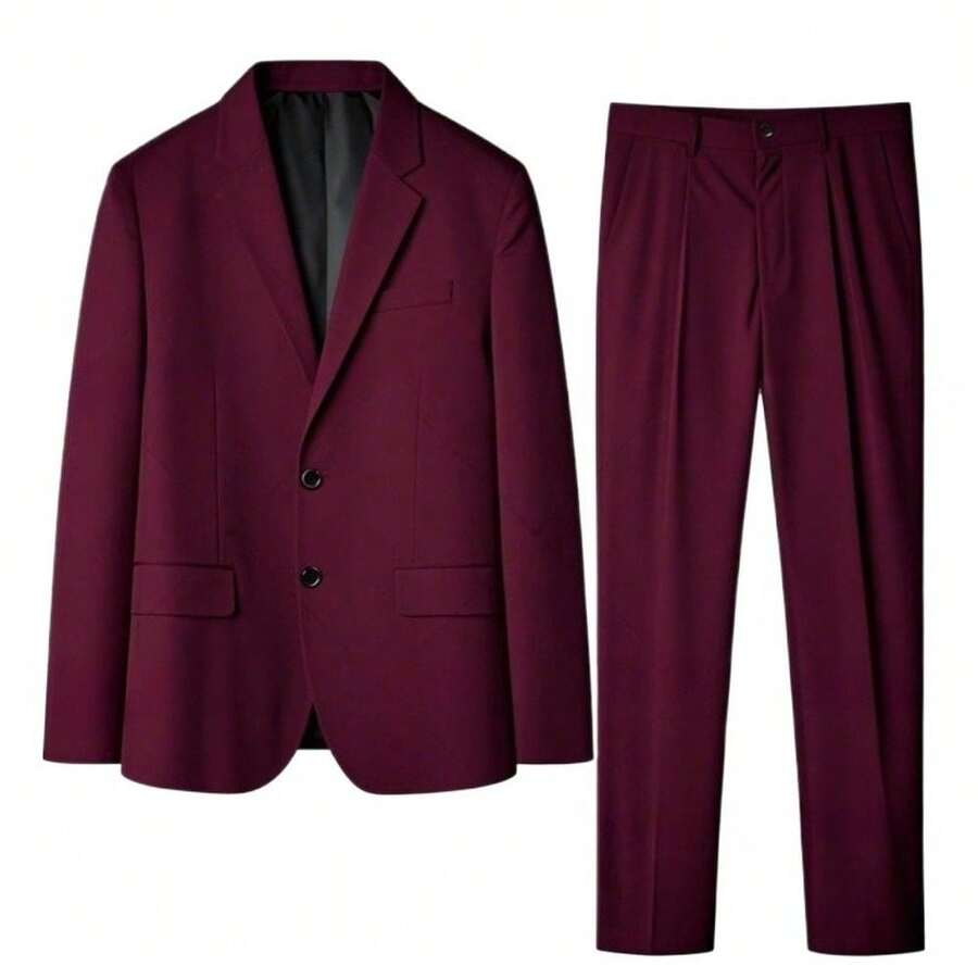 Men Plus Size Suits Formal Office Wear Two Piece Set Spring Autumn ...