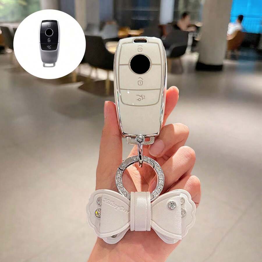 Rhinestone Bow Suitable For Mercedes-Benz Car Key Fob Cover, Cute Bow ...