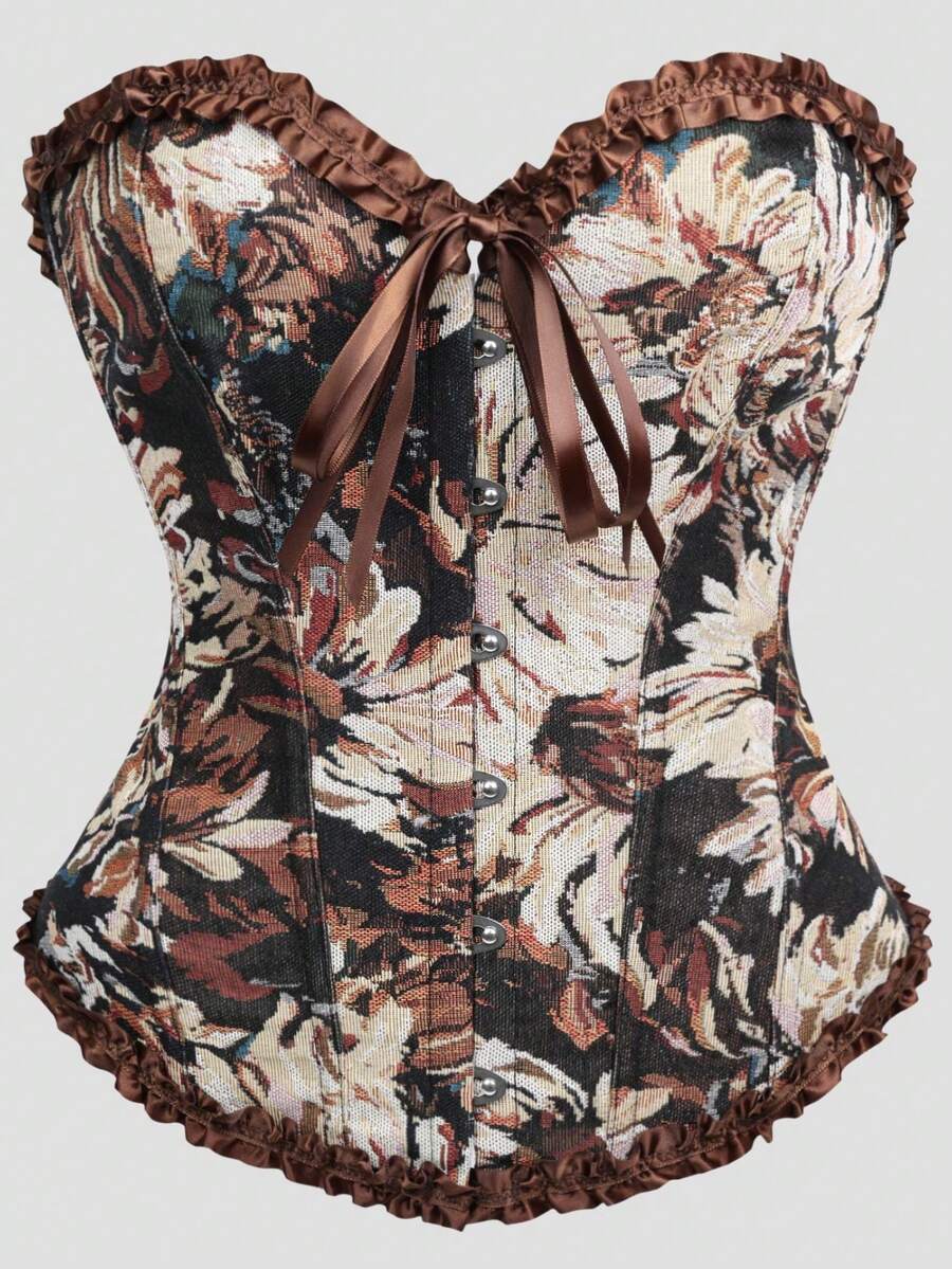 Corpete estilo Palácio de Renda na Cor Café com Barbatanas para Modelar ...