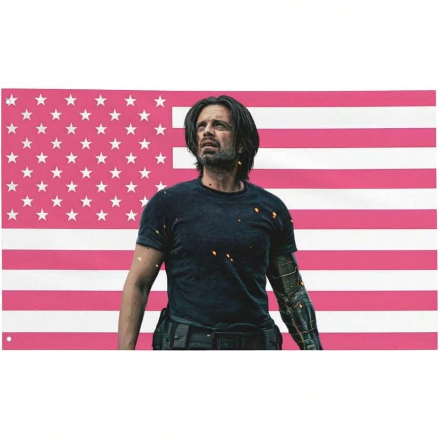 Sebastian Stan Flag Bucky Barnes Pink America Flag 3x5 FT I Love USA ...