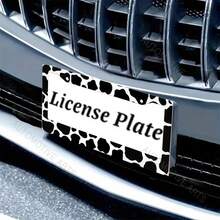 1pc, Cow Print License Plate Frame, Black White Cow Spot License Plate ...