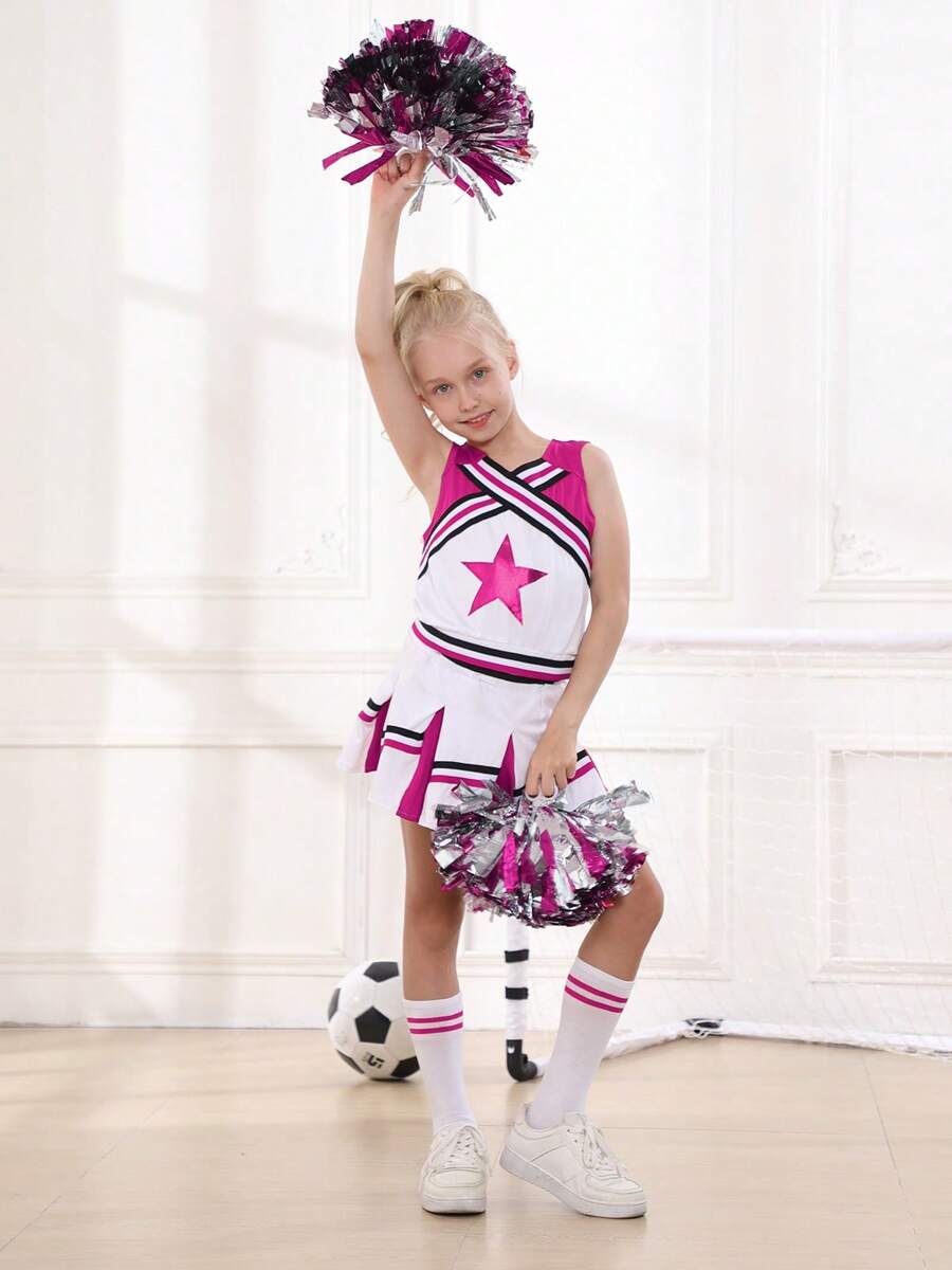 LONTAKIDS Girls Cheerleader Uniform Outfit Cheerleading Costume Fun ...