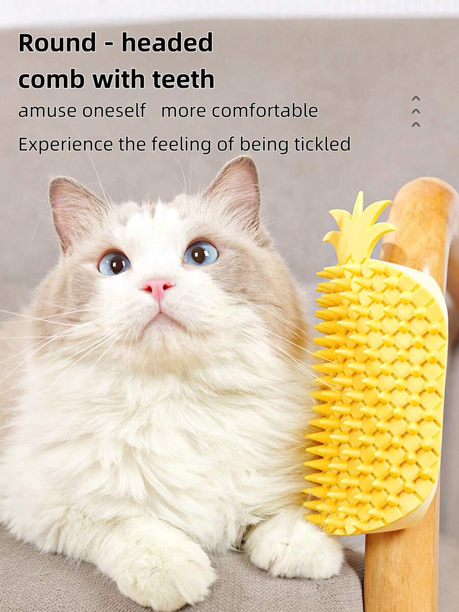 1pc Self Cleaning Cat Brush, Pineapple Shape, 2-In-1 Tickling Comb Pet ...