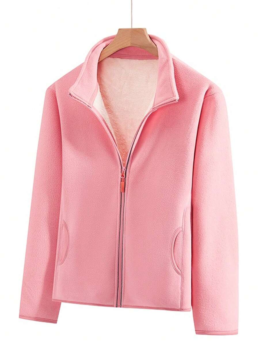 Women's Warm Fleece Jacket, Autumn/Winter Sports Wear Sherpa Pullover ...