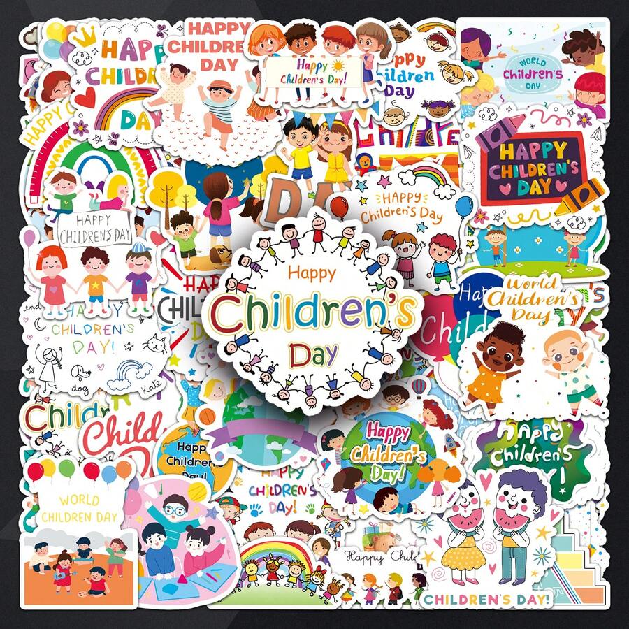 50pcs Children's Day Cartoon Cute Creative Decorative Stickers For ...