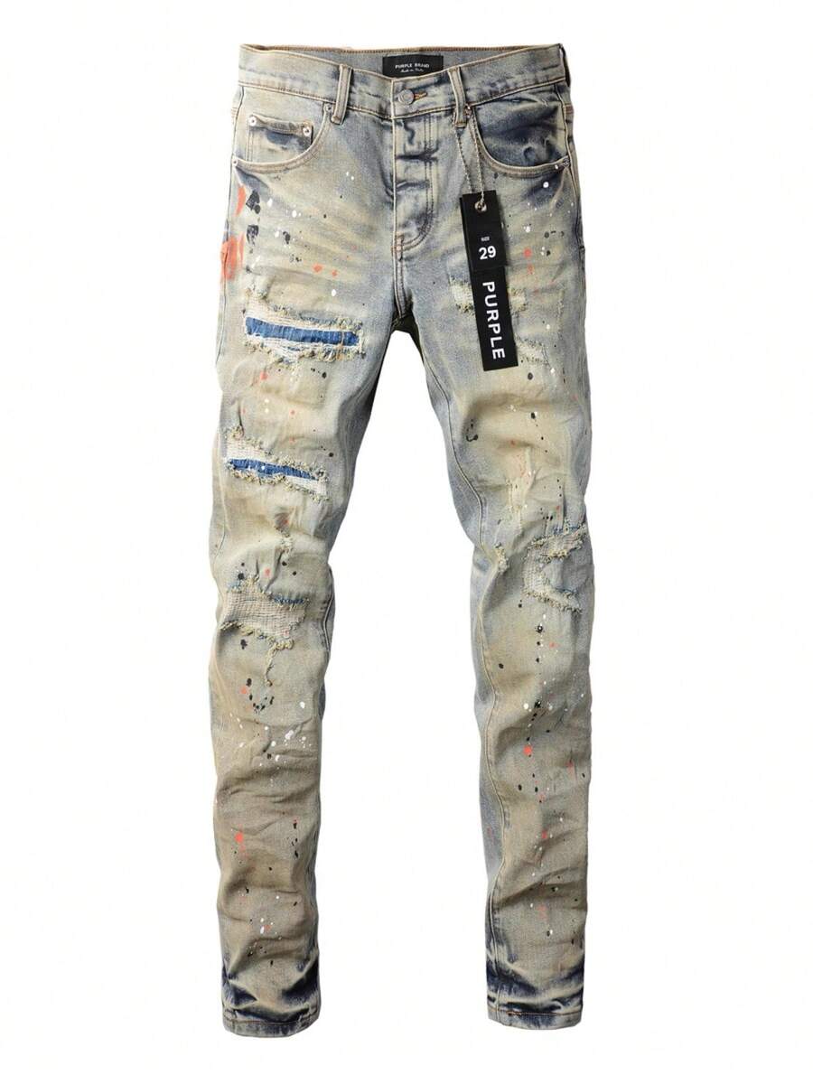 Purple Men's Jeans, Stylish Street Style Designer Jeans, Men's Skinny ...