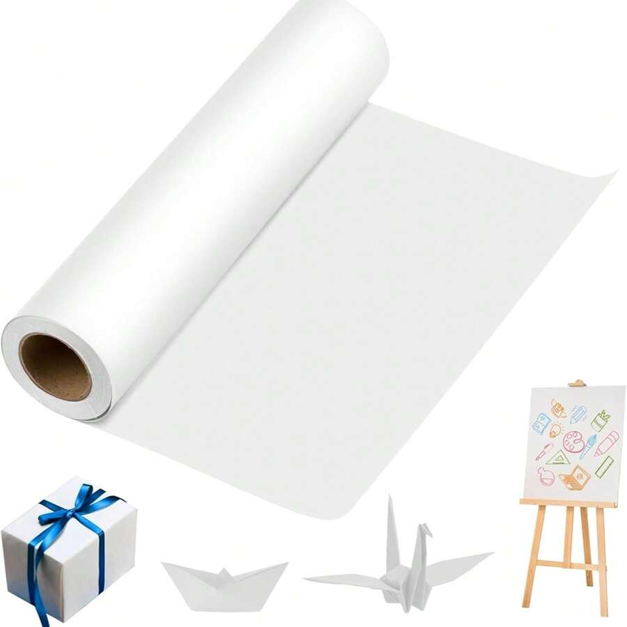 White Kraft Paper Roll, 17.3in X 32.8ft(44cm X 10m) - Bulletin Board ...