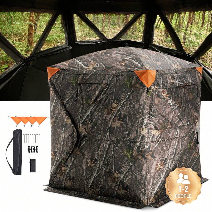 Hunting Blind 270° Ground Deer Duck Blind 3 Windows Mesh For 1-2 Person ...