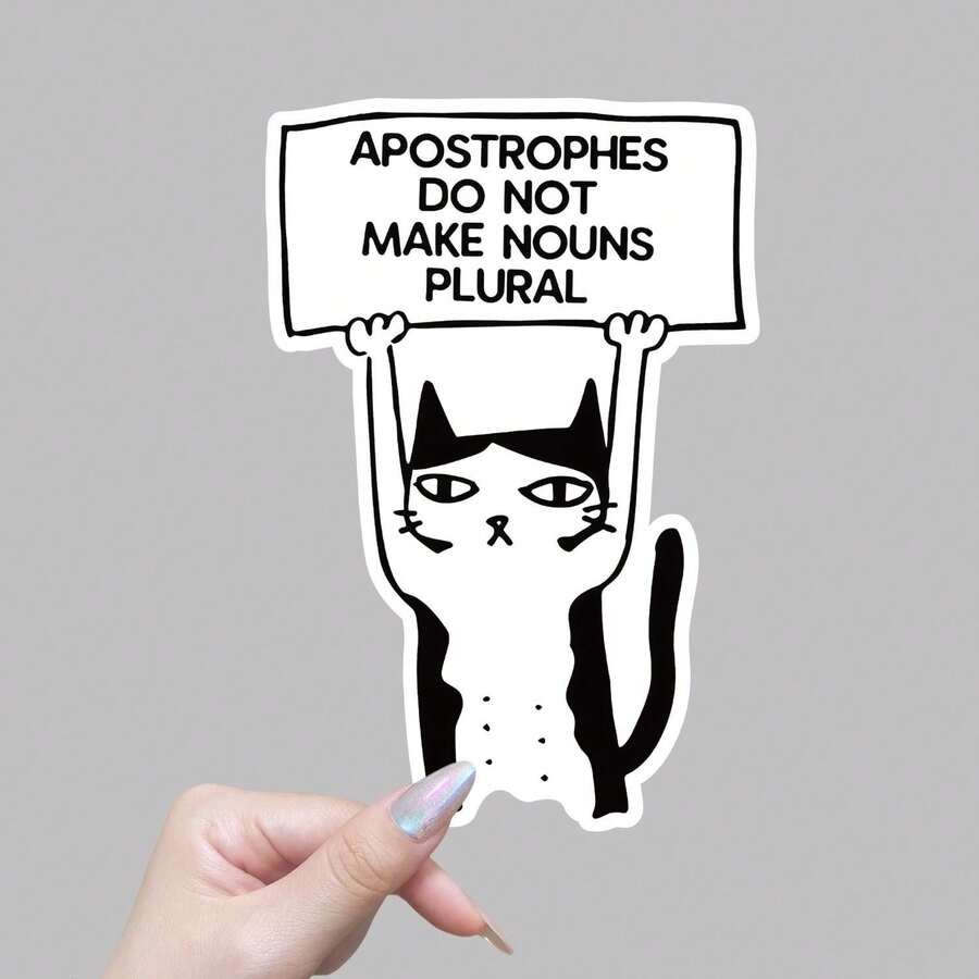 Cat Grammar Reminder Decal - Apostrophe Plural Education Sticker For ...