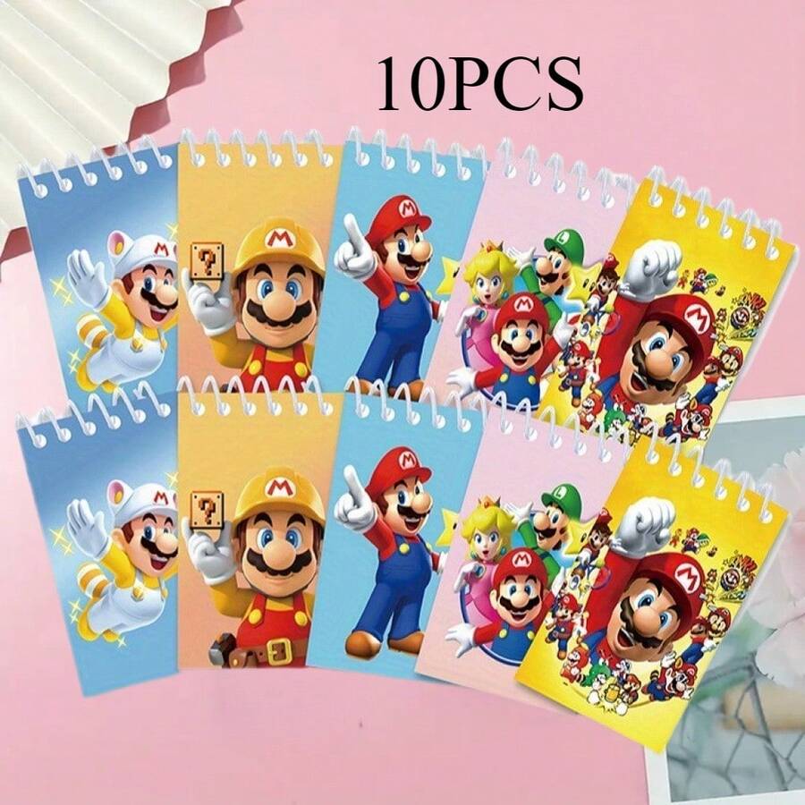 SuperMario 10pcs/Set Mini Mario Themed Spiral Notebooks, Suitable For ...