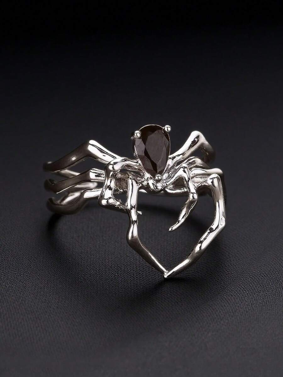 Micro-Inlaid Zirconia Spider Rings For Men Open Adjustable 18K Gold ...