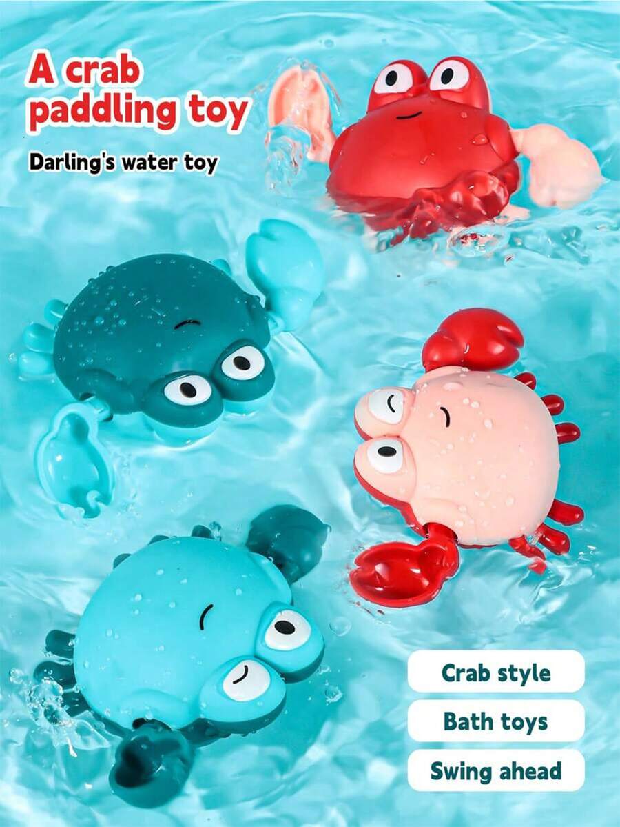 1pc/4pcs Little Crab Spring Rotating Toys, Baby Water Play, Baby Bath ...