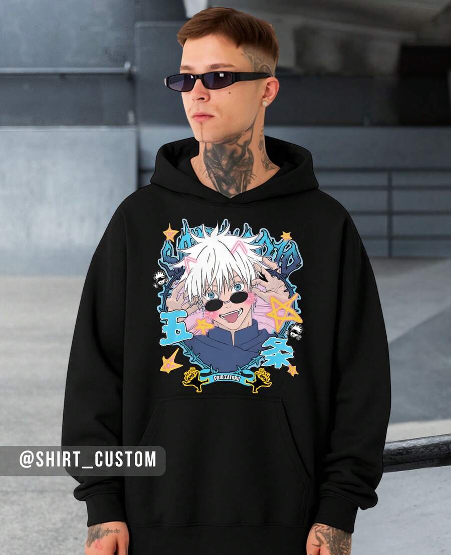 Gojo Satoru Sweatshirt Wizard Jujutsu Kaise Six Eyes Character Anime ...