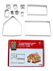 Juego de cortadores de galletas en forma de casa de jengibre navideña ...