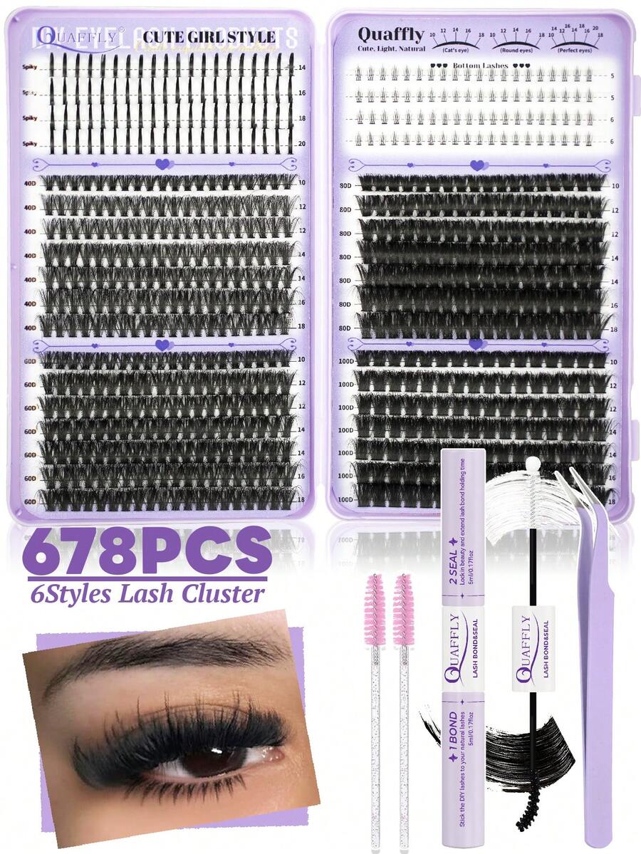 678PCS Lash Clusters With Spikes Wispy Eyelash Clusters Kit 14-20mm ...