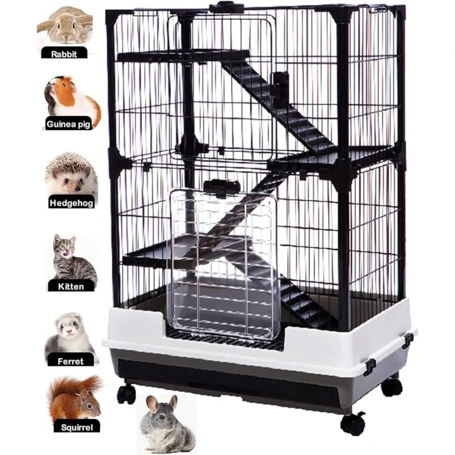 2-Level In/Outdoor Rabbit Hutch Cage For Ferret Squirrel Chinchilla Paw ...