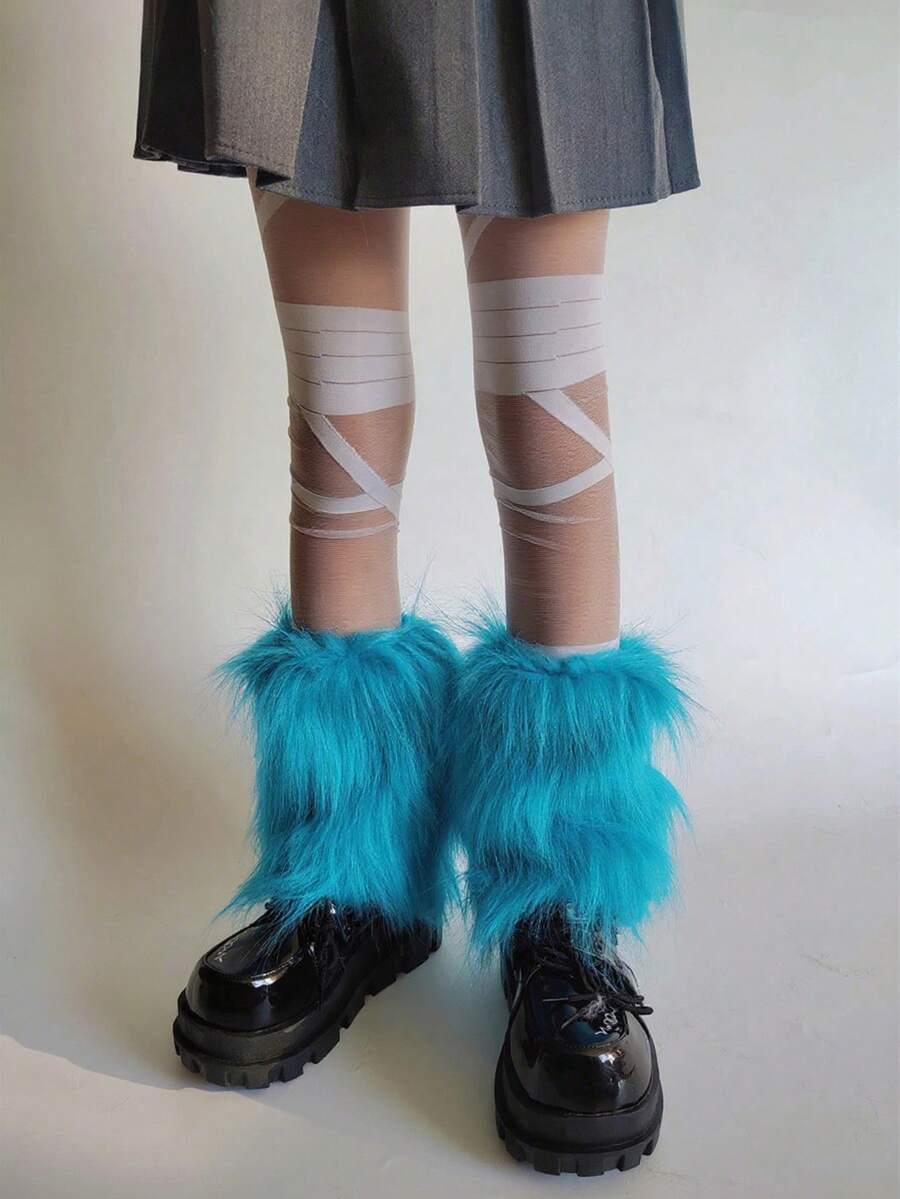 1 Pair Fluffy Cute Leg Warmers, Lolita Faux Fur Leg Warmers, Loose ...