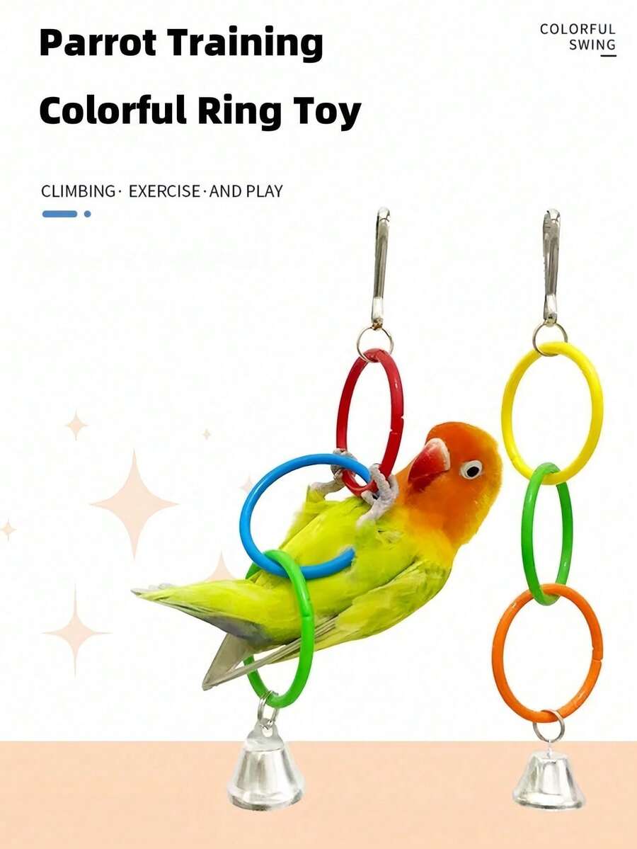 1pc Parrot Toy Colorful Hanging Ring, Chewing, Playing, Climbing Toy For Parrots, Cockatoos ...