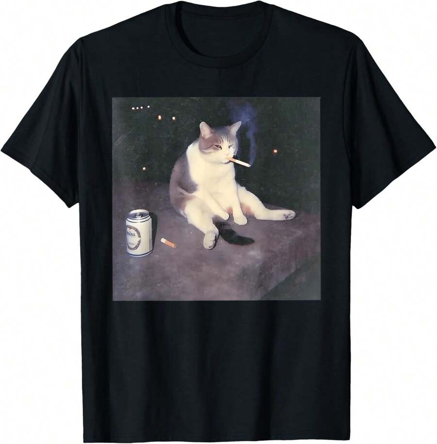 Funny Smoking Cat Meme T-Shirt | SHEIN USA