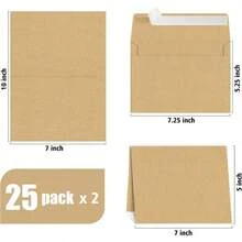 Brown Invitation Cardstock 5x7 Blank Cards And Envelopes, 25 Pack ...