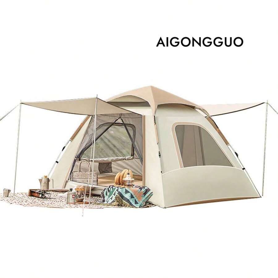 4 Person Instant Camping Tent, Automatic Easy Pop Up Tents Camping With ...