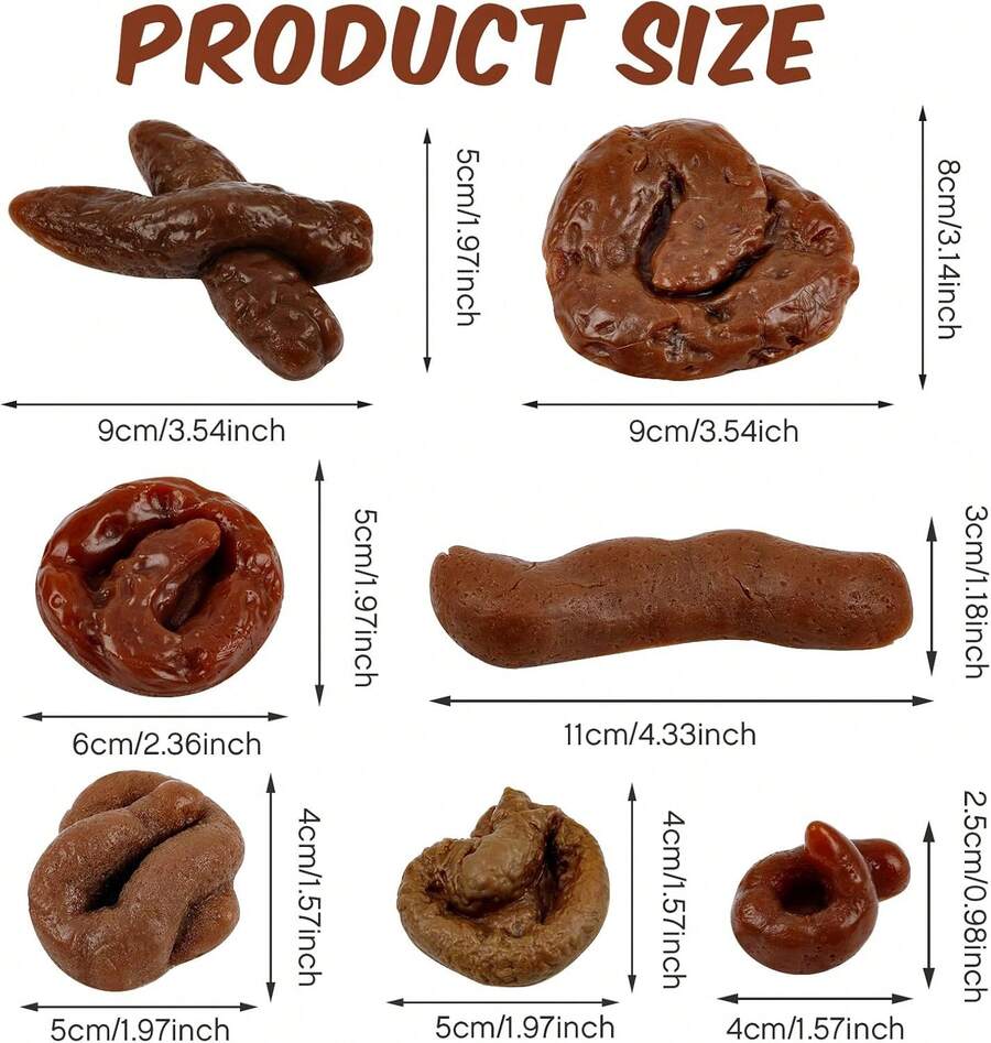 7 Pieces Fake Poo Realistic Fake Turd Prank Lifelike Poo Toy Gags And ...