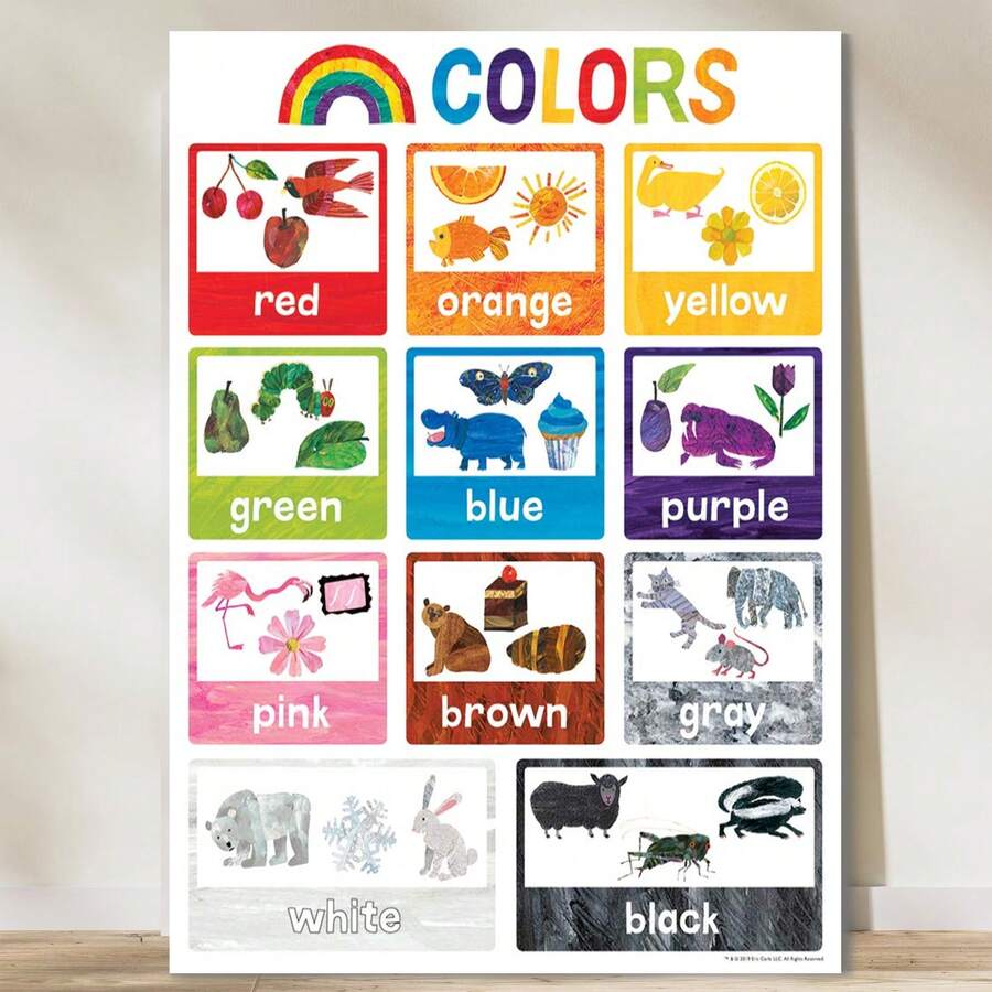 Framed Poster, Primary Colors Chart For Preschool, Kindergarten, Circle ...