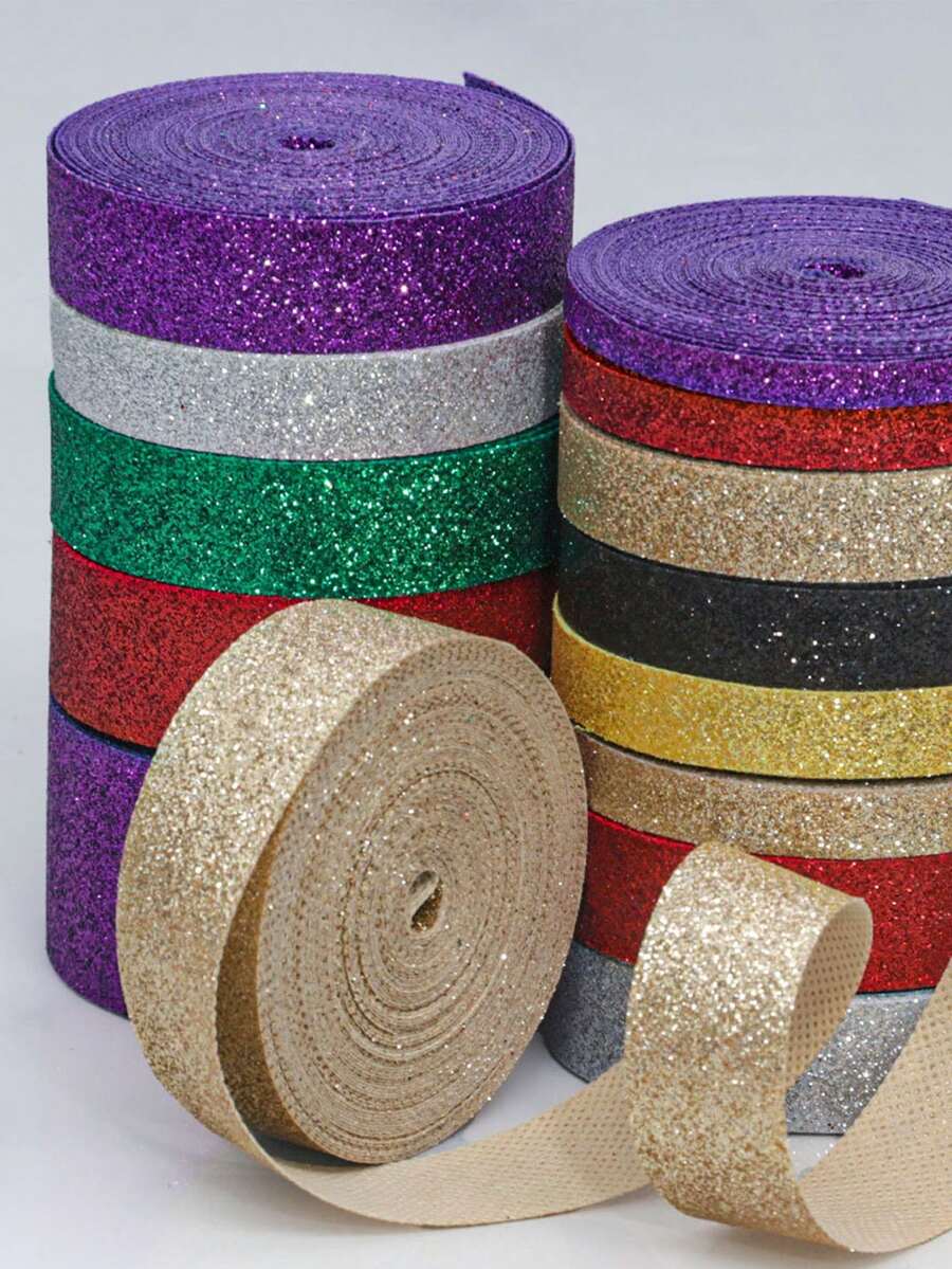 1PC, 10-Yard Colored Powder-Sprinkled Gold Scallion Ribbon, Diy ...