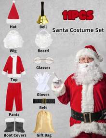Men's Deluxe Santa Suit 11pcs. Adult Santa Claus Costume | SHEIN USA