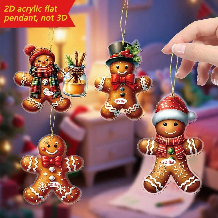 1/12pcs Christmas Gingerbread Man Hanging Decor, Gingerbread Man ...