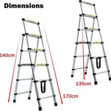Vandise 4+5 5+6 6+7 Steps Aluminum Telescoping Ladder, A-Frame Folding ...