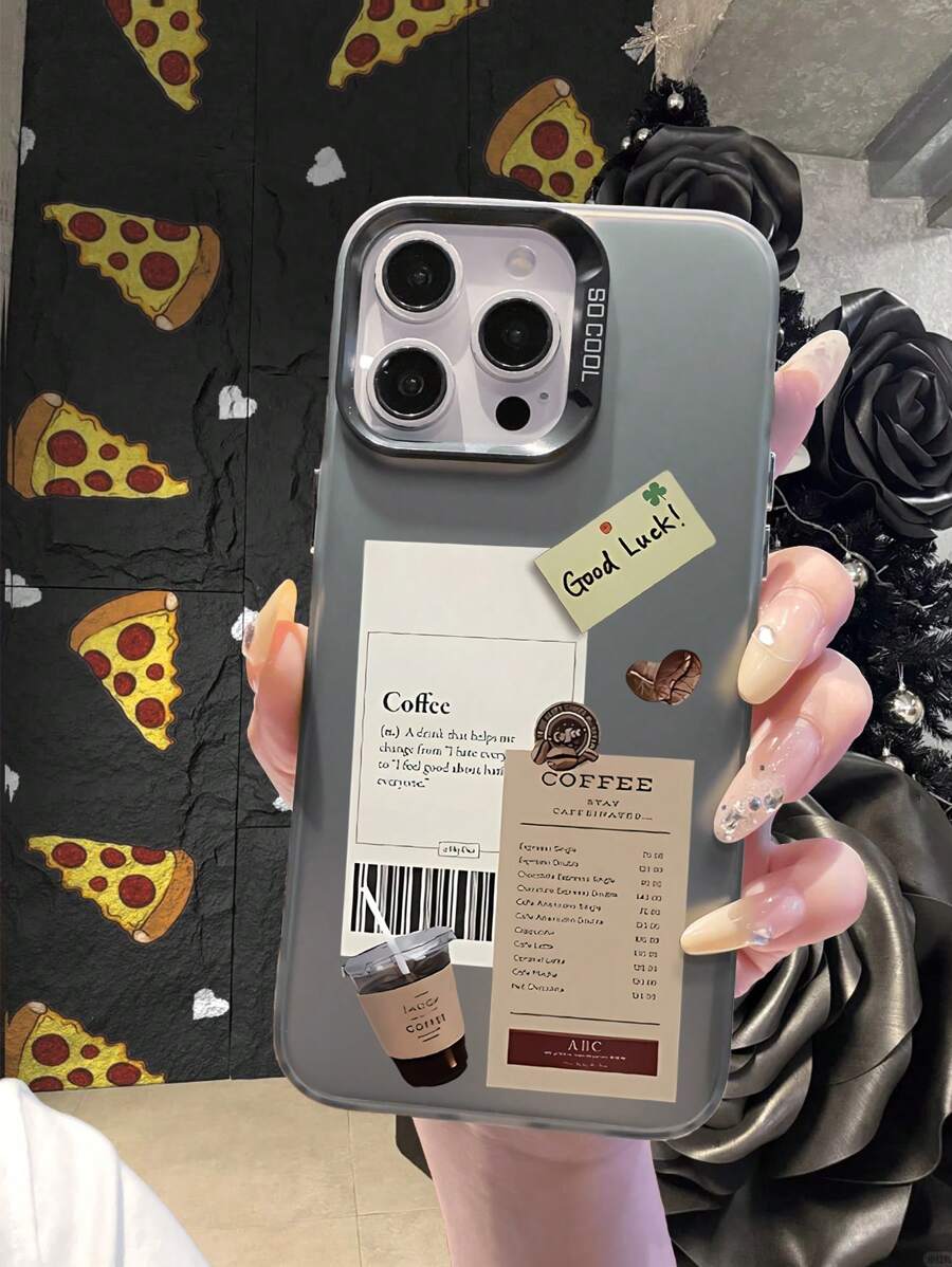 1 pieza Funda de teléfono a prueba de caídas con estampado de café de ...