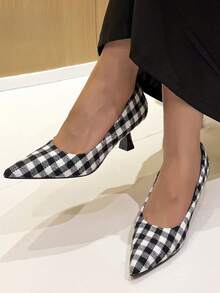 Retro Plaid Pointed Toe High Heels, Commuting Style | SHEIN UK