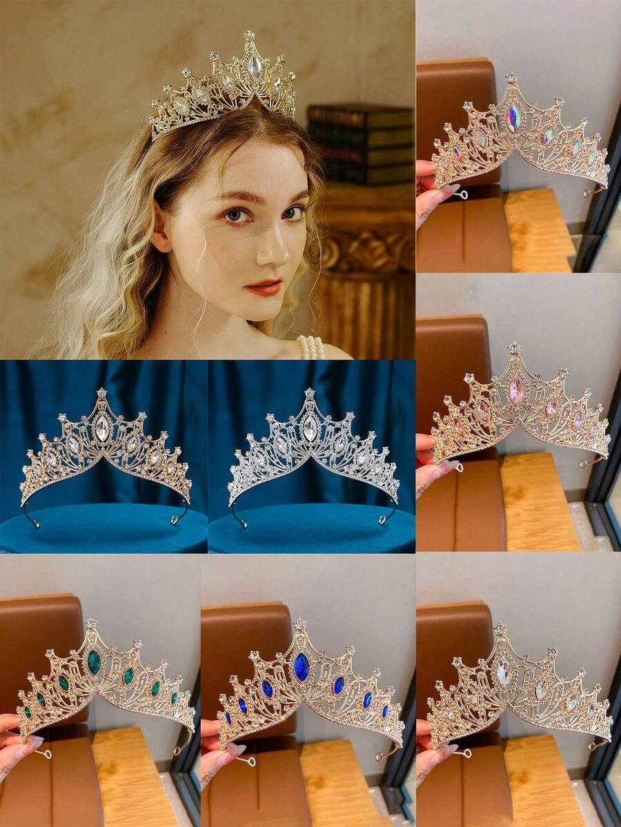 1pc Fashionable & Elegant Princess Crown, Zinc Alloy Material With ...